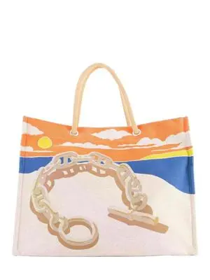 Hermès Escale A La Plage Printed Toile Tote Bag - Multicolour