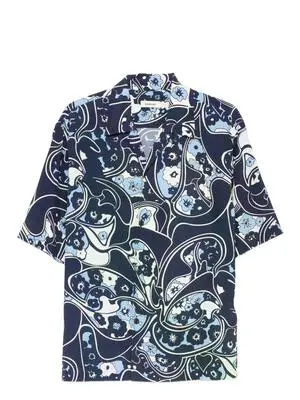Sandro Floral-pattern Short-sleeves Shirt - Blue