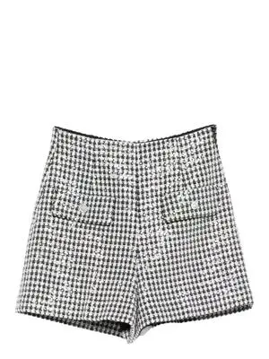 Sandro Zip-fastening Houndstooth Shorts - Black