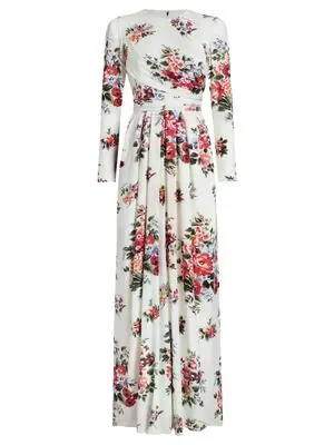 Dolce & Gabbana Floral Print Maxi Dress - White