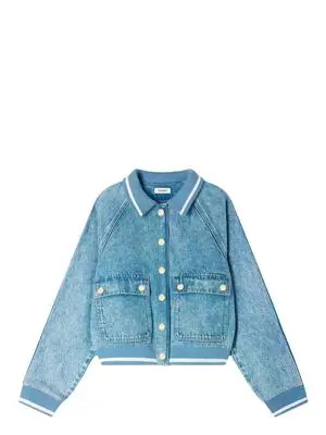 Sandro Knitted-collar Denim Jacket - Blue