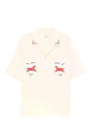 Sandro Horse-embroidered Shirt Neutrals