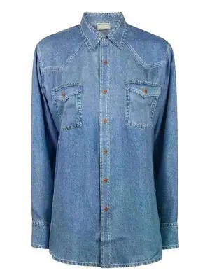 PIERRE-LOUIS MASCIA Buttoned Pocket Silk Shirt - Blue
