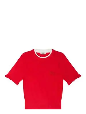 Sandro Contrast-collar Horse Top - Red