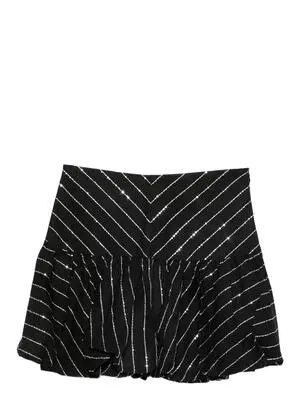 Sandro Striped Sequin-embellished A-line Skirt - Black