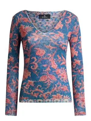 Etro Floral-motif Stretch Sweater - Blue