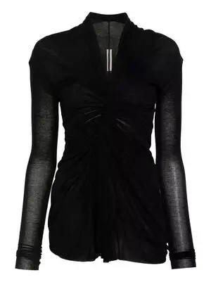 Rick Owens Radiance Draped V-neck Top - Black