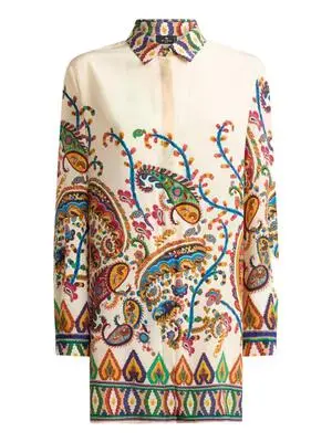 Etro Floral Paisley Print Silk Shirt - Neutrals