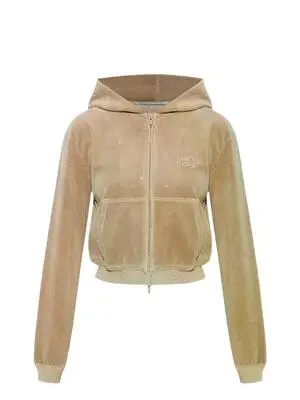 Alexander Wang Embellished Zip Up Hoodie - Neutrals