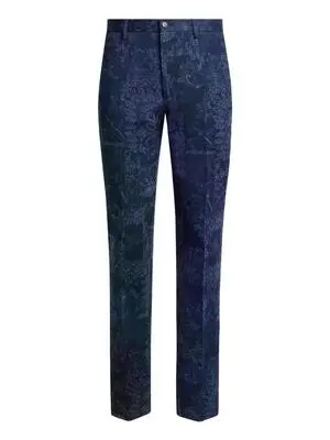 Etro Cotton Jacquard Trousers - Blue