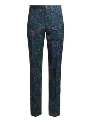 Etro Tailored Floral-motif Trousers - Blue
