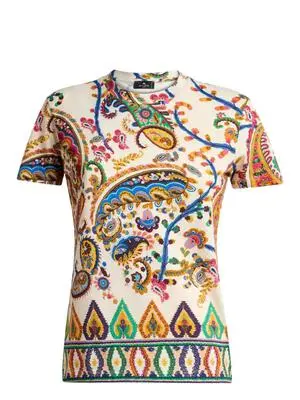 Etro Floral Paisley Medallion T-Shirt Neutrals