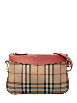 Burberry Haymarket Check Canvas Peyton Crossbody Bag - Brown