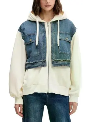 Desigual Hooded Zip-up Sweatshirt - Neutrals