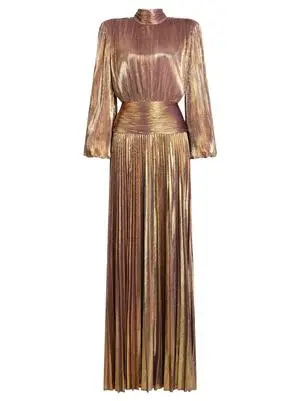 Retrofete Brienna Pleated Maxi Dress - Gold