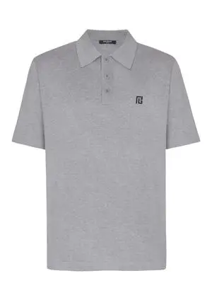 Balmain Logo-embroidered Cotton Polo Shirt - Grey
