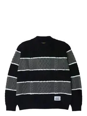 NEIGHBORHOOD Striped Cable-knit Sweater - Black