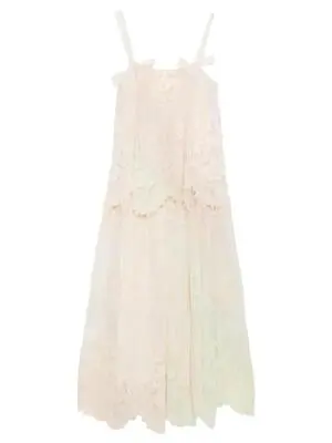 Zimmermann Floral-embroidered Midi Dress - Neutrals