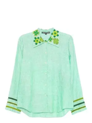 JUPE Floral-embroidered Shirt - Green