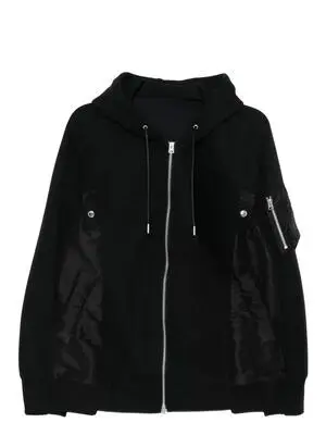 Sacai Hooded Zip-up Bomber Jacket - Black