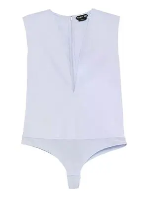 TOM FORD Double Face V-neck Bodysuit - Blue