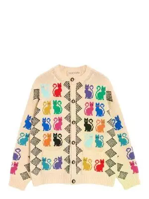 Valentino Garavani Le Chat De La Maison Jacquard Cardigan - Neutrals