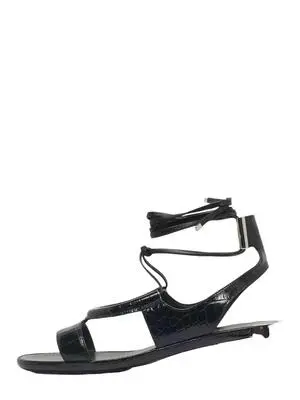 FERRAGAMO Glorja Croc-embossed Sandals - Black