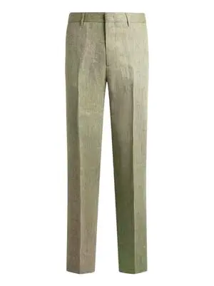 Etro Chevron-motif Straight-leg Trousers - Green
