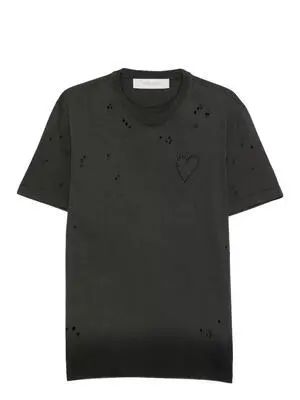 GOLDEN GOOSE Journey Heart-detail Distressed T-shirt - Grey