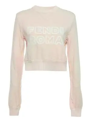 Fendi Logo Embroidery Cropped Sweater - Pink