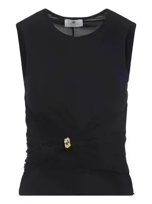 Elisabetta Franchi Knot-detail Ruched Top - Black