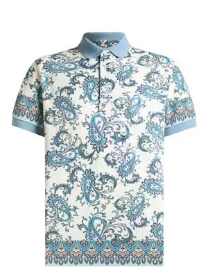 Etro Placed-print Cotton Polo Shirt - Neutrals