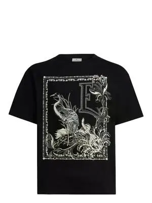 Etro Placed-print Cotton T-shirt - Black