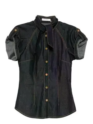 ZIMMERMANN Denim Tie Neck Shirt