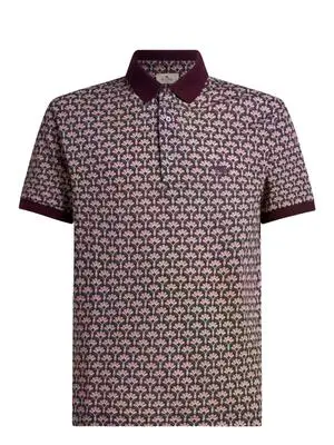 Etro Palm-motif Cotton Polo Shirt - Black