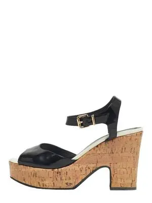 Fendi Leather Platform Sandals - Black