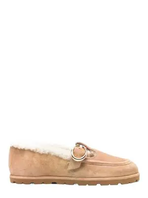 STUART WEITZMAN Dakota Shearling Buckle Loafers - Neutrals