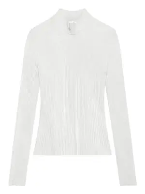 COURREGES Buckle-neck Ribbed Sweater - White