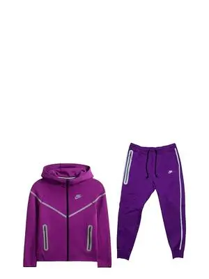 Nike Sportswear Tech Fleece Full Zip Hoodie And Joggers Set - Bold Berry