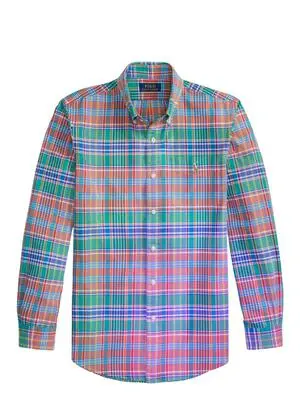 Polo Ralph Lauren Plaid-pattern Logo-embroidered Shirt - Green
