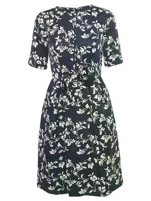 CAROLINA HERRERA Floral Jacquard Short Sleeve Dress