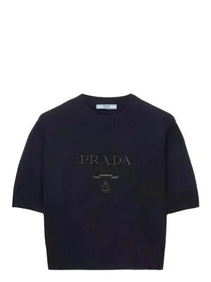 Prada Logo-embroidered Knitwear - Blue