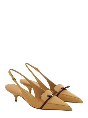 FERRAGAMO 40mm Pointed Bow Slingback - Brown