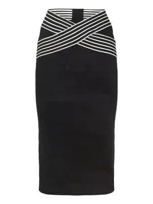 Elisabetta Franchi Striped Midi Pencil Skirt - Black