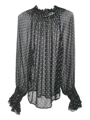 Polo Ralph Lauren Polka-dot Chiffon Blouse - Black