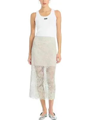 ROTATE BY BIRGER CHRISTENSEN Lace Midi Skirt - Neutrals