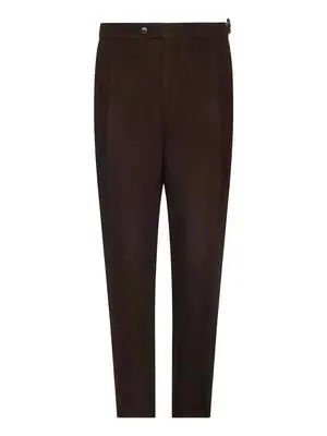 FRANZESE COLLECTION Double Waistband Dart Trousers - Brown