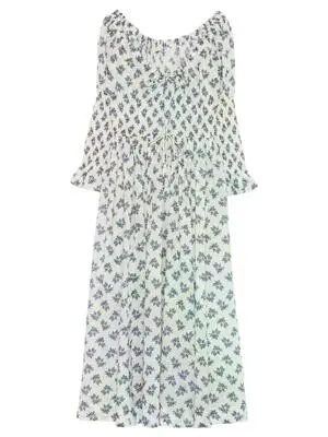 DÔEN Kaira Floral Print Midi Dress - White