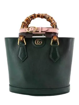 Gucci Diana Convertible Leather Small Bucket Bag - Green