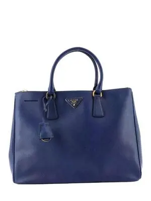 Prada Double Zip Large Saffiano Leather Tote Bag - Blue